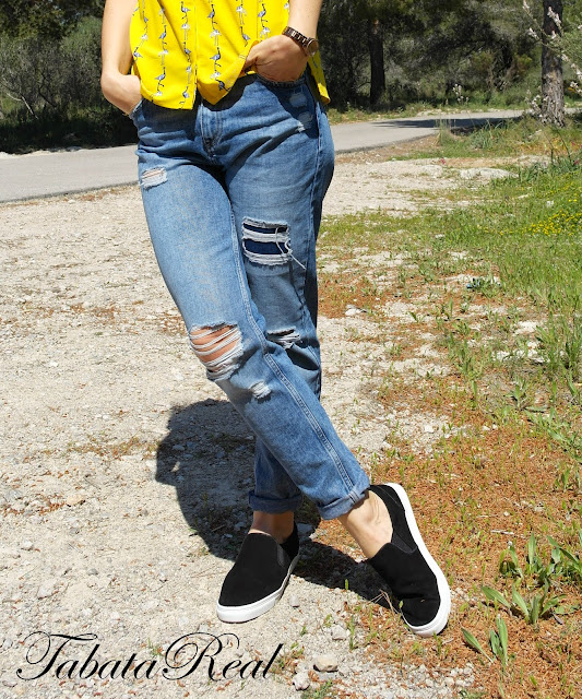 TabataReal: Outfit BLUE FLAMINGOS & RIPPED JEANS