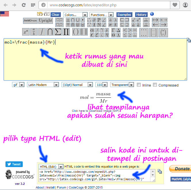 Menuliskan Persamaan (Equation) pada Blog dengan Latex - nuryanto