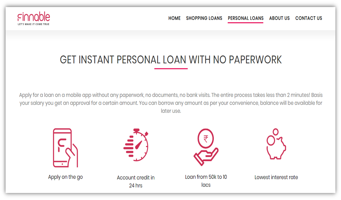 बिना डाक्यूमेंट्स और बिना सैलरी से Finnable से शॉपिंग और पर्सनल कॅश लोन ...