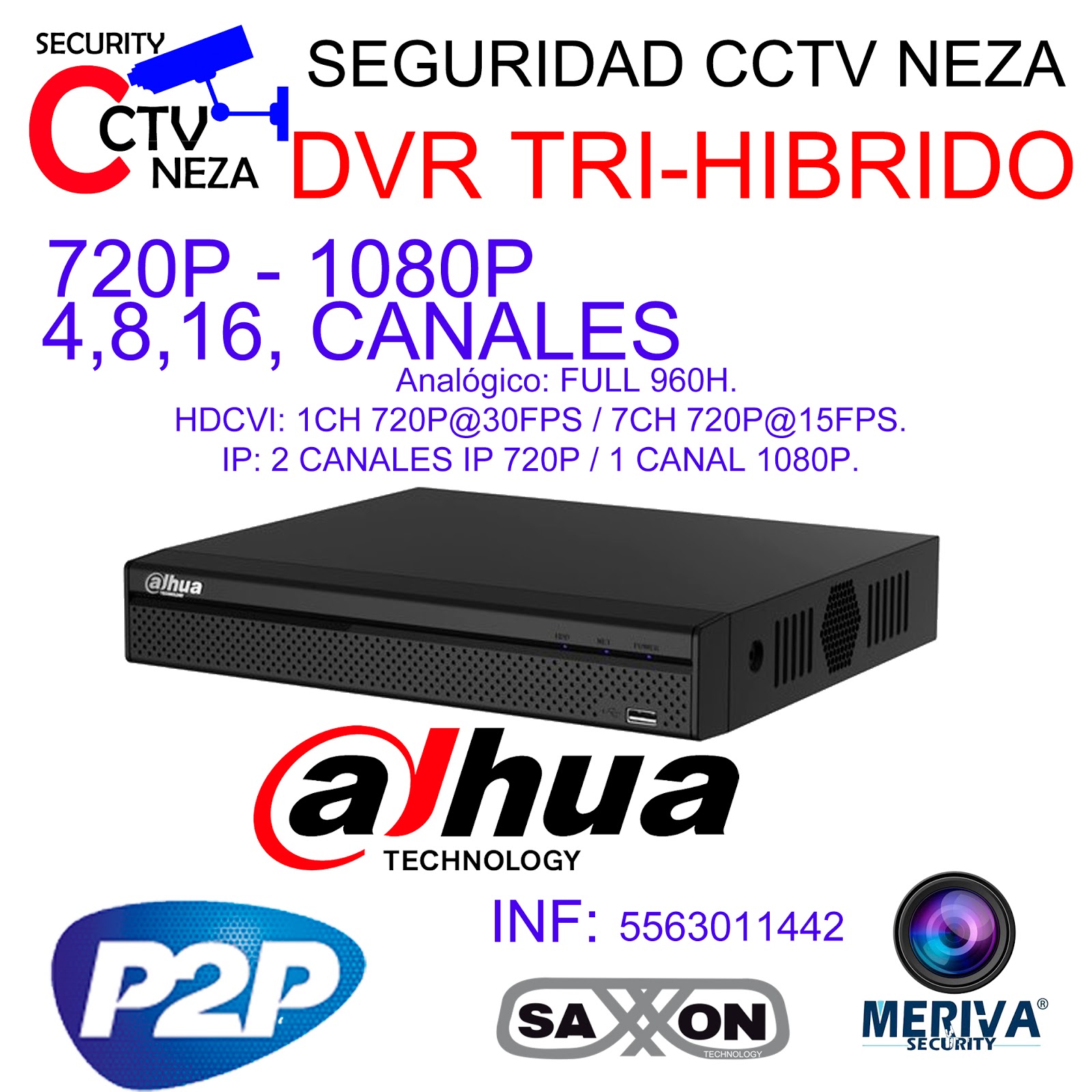 CAMARAS DE SEGURIDAD : DVR TRIHYBRIDO DAHUA CON TECNOLOGIA P2P 720HD ...