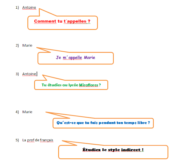 Blog de Français: Style direct vs Style indirect