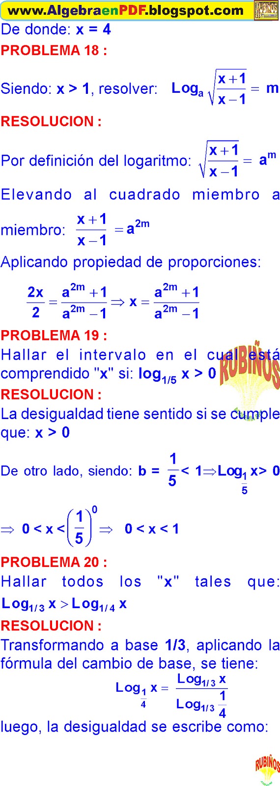 LOGARITMOS EJERCICIOS RESUELTOS PDF