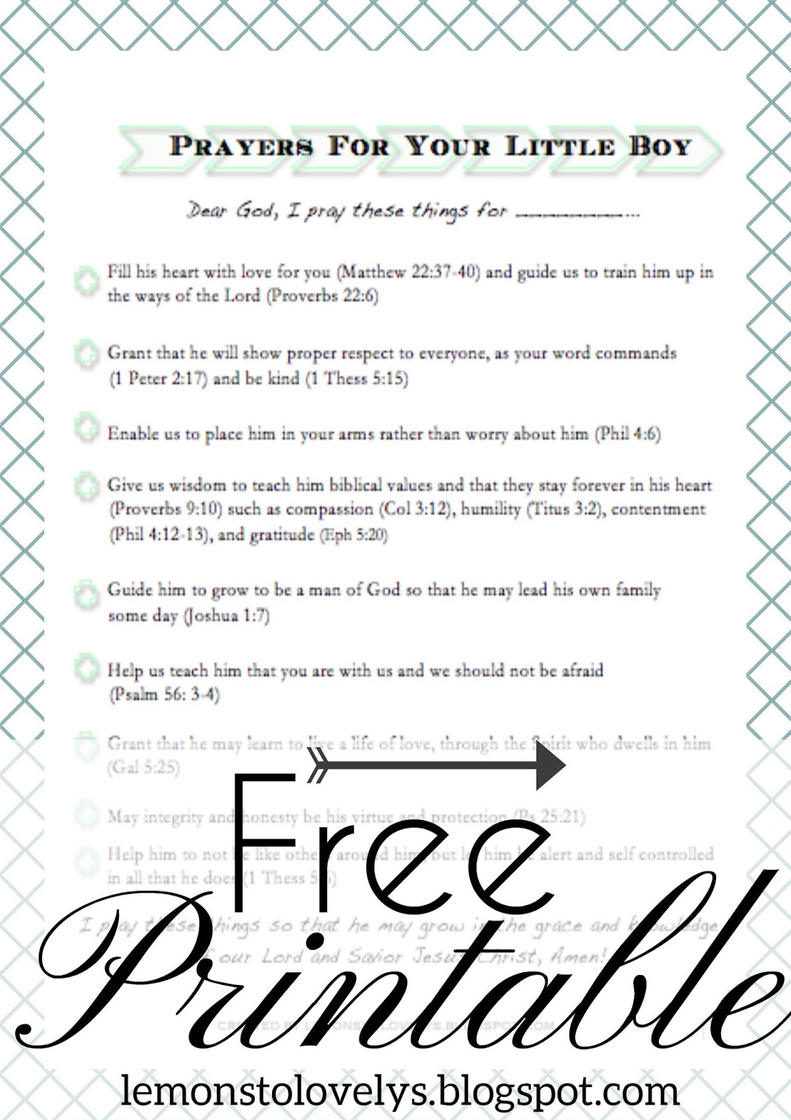 Lemons to Lovelys: Free Printable-Prayers For Your Little Girl/Boy