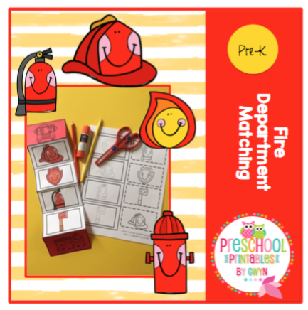 Fire Department Matching Craft ~ Preschool Printables