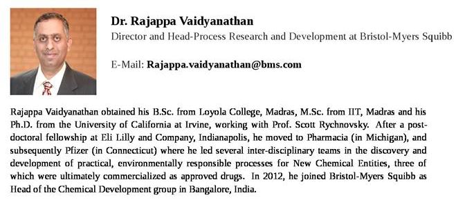 One Organic Chemist One Day: Dr. Rajappa Vaidyanathan