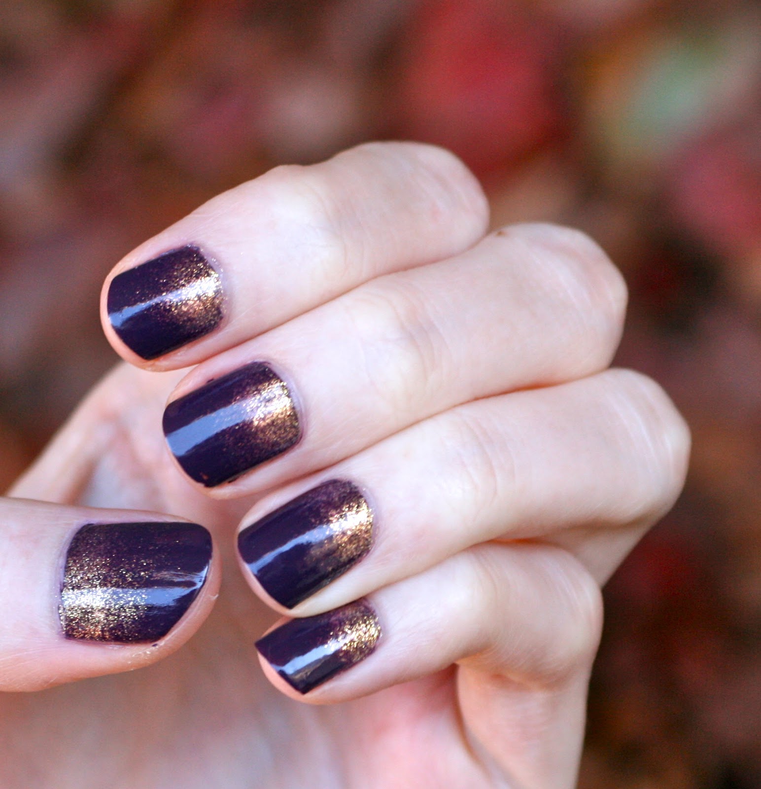 evlady: Fall Nails | Aubergine & Copper Gradient