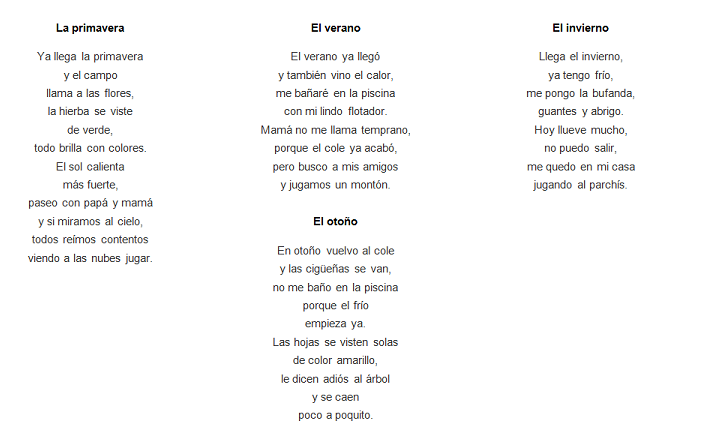 Recursos para Infantil: Mis "Poemas de las estaciones"