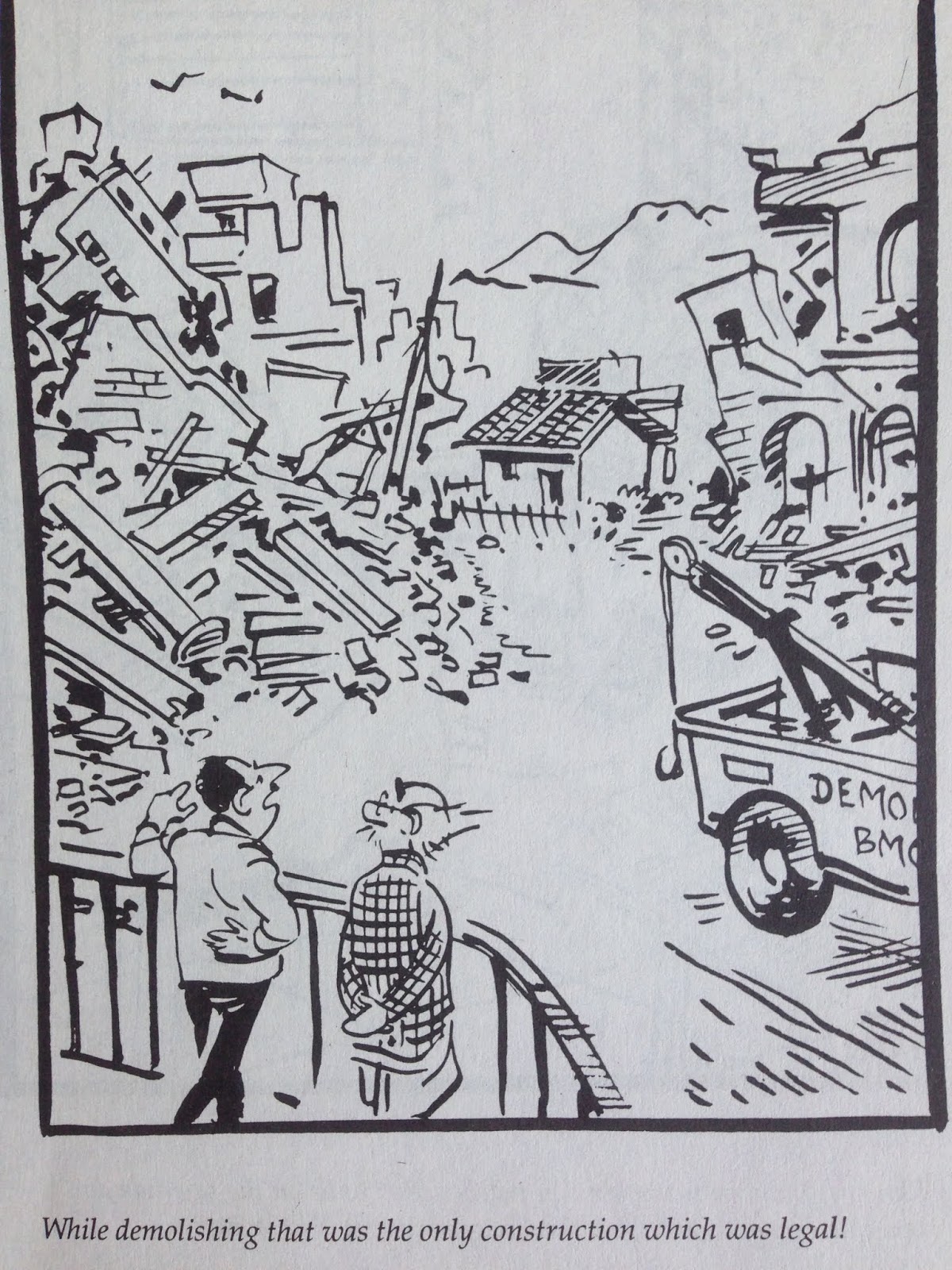 R.K. Laxman's Cartoons: Demolition of Illegal Constructions