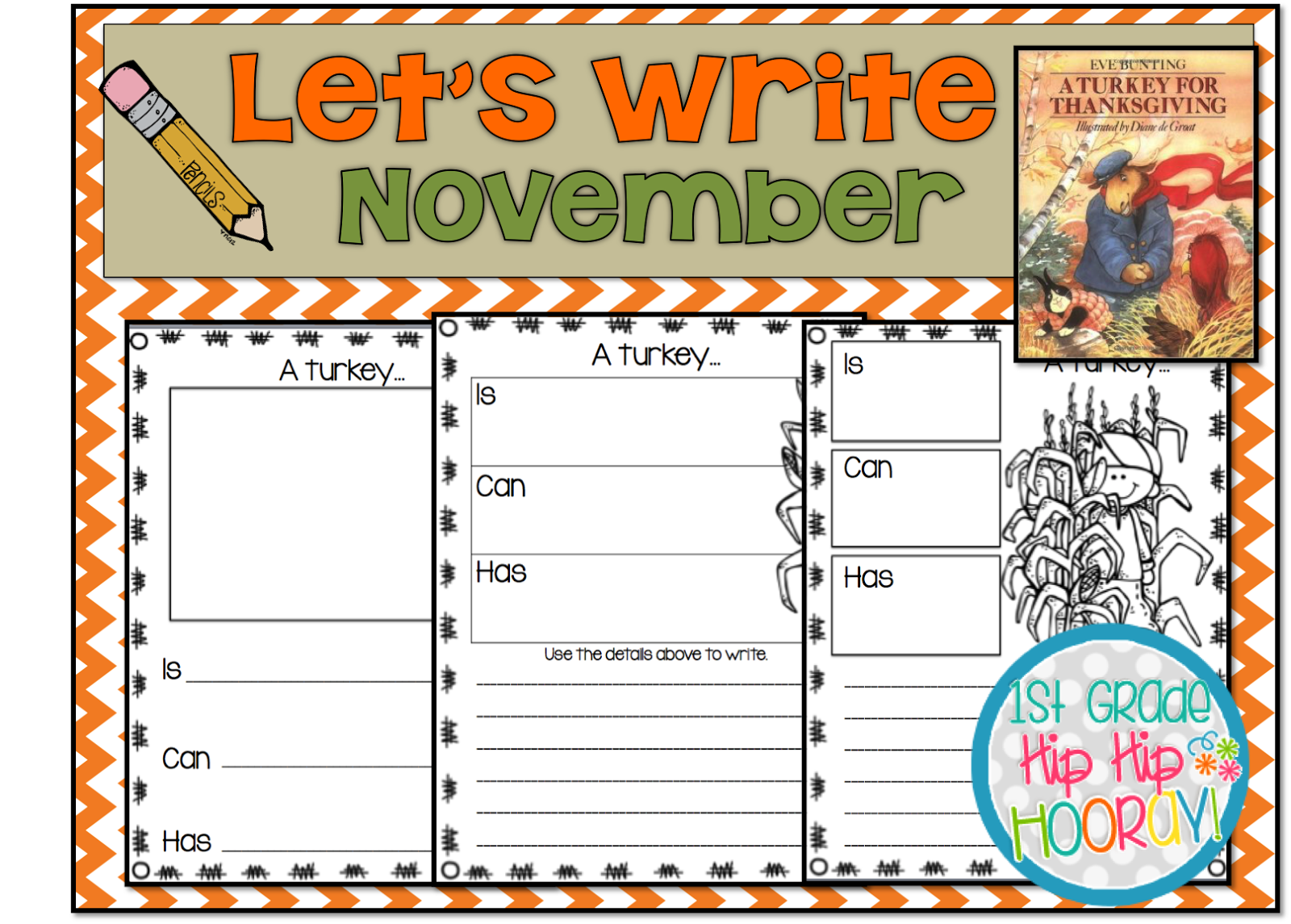 1st Grade Hip Hip Hooray!: Let's Write With a November Theme