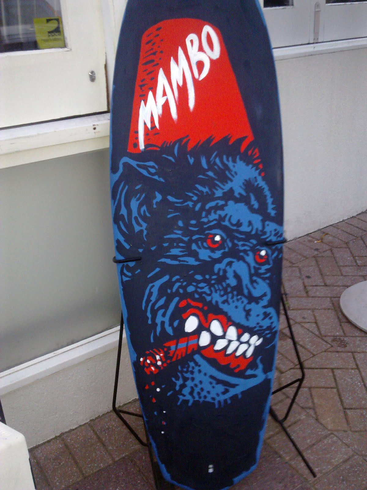 Sketchy old Blair: MAMBO (live painted in 2 hours) SURFBOARD.