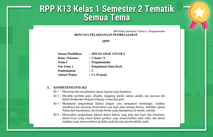 RPP K13 Kelas 1 Semester 2 Tematik Semua Tema - Biologizone