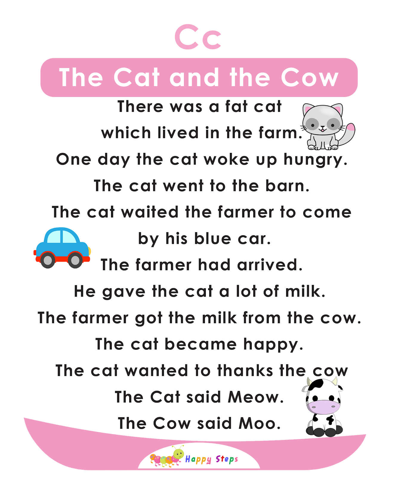 The Cat and the Cow Letter - C - Alphabet Stories for kids