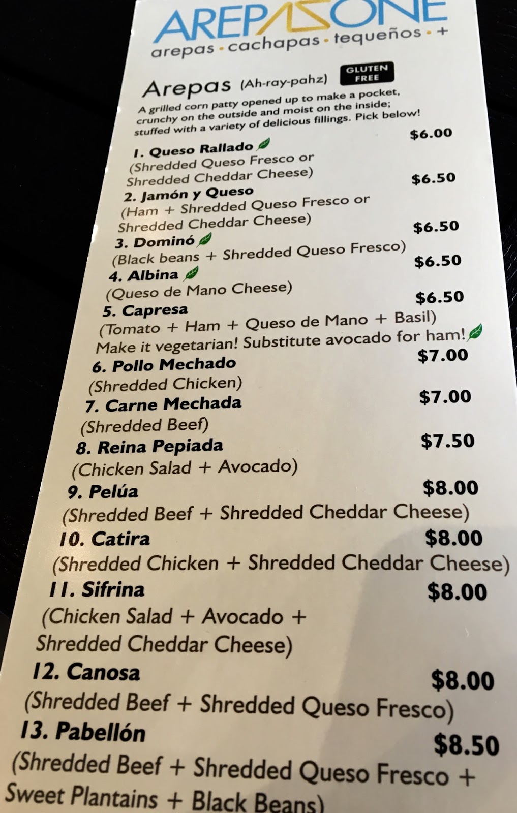 The Gluten & Dairy-Free Review Blog: Arepa Zone Review (Union Market)