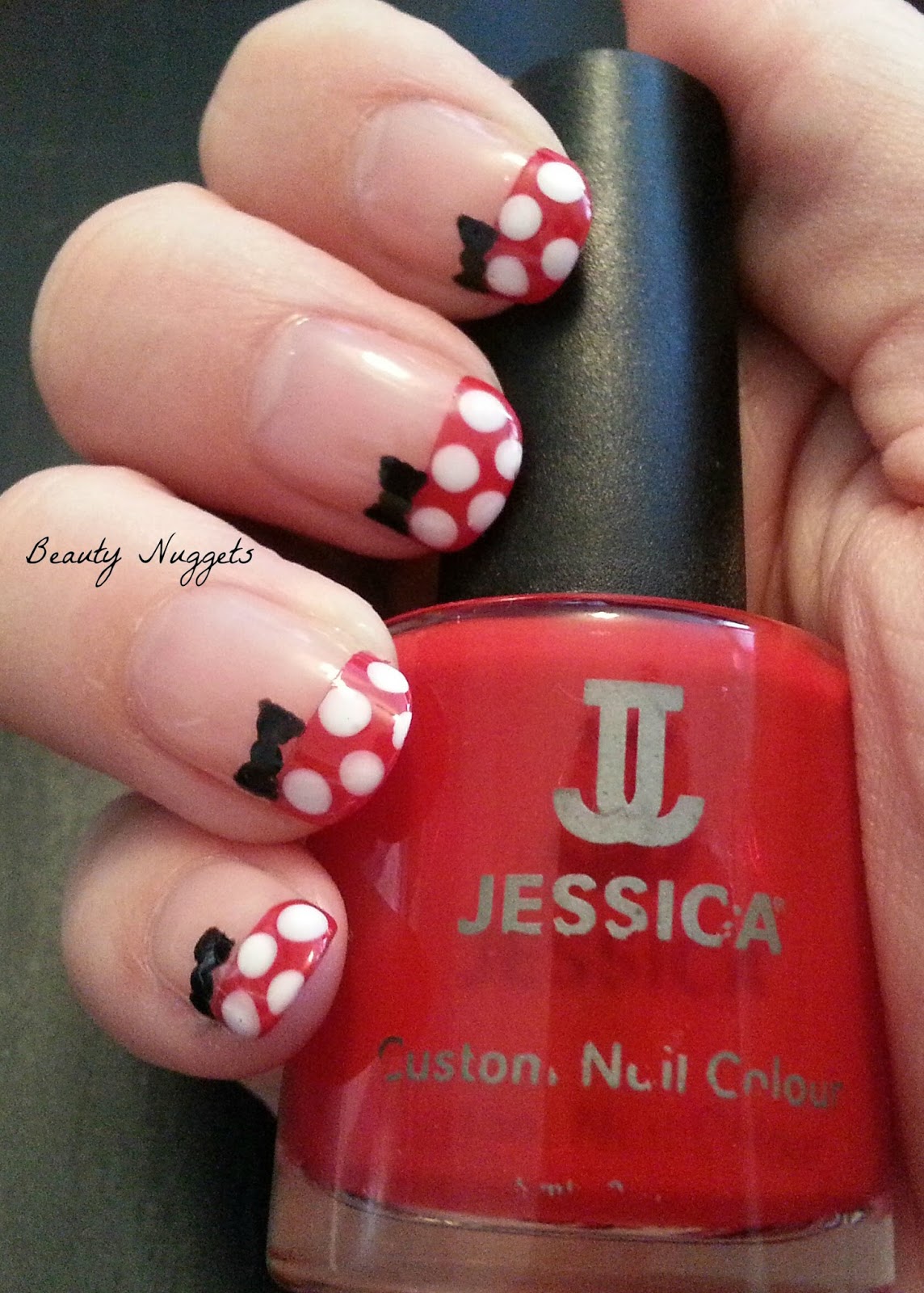 Beauty Nuggets: Red and White Polka Dot French Mani
