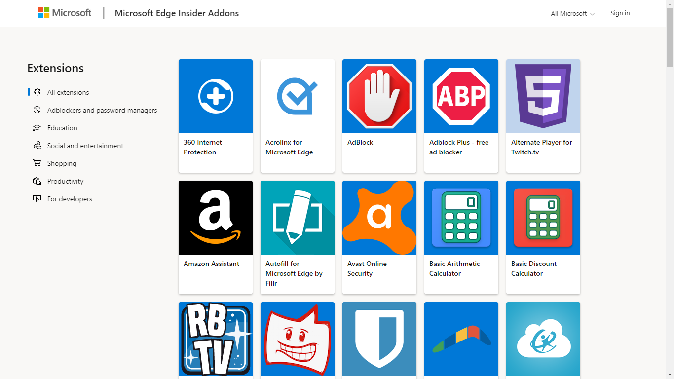 Microsoft Edge Web Store: il sito con le estensioni del nuovo browser ...
