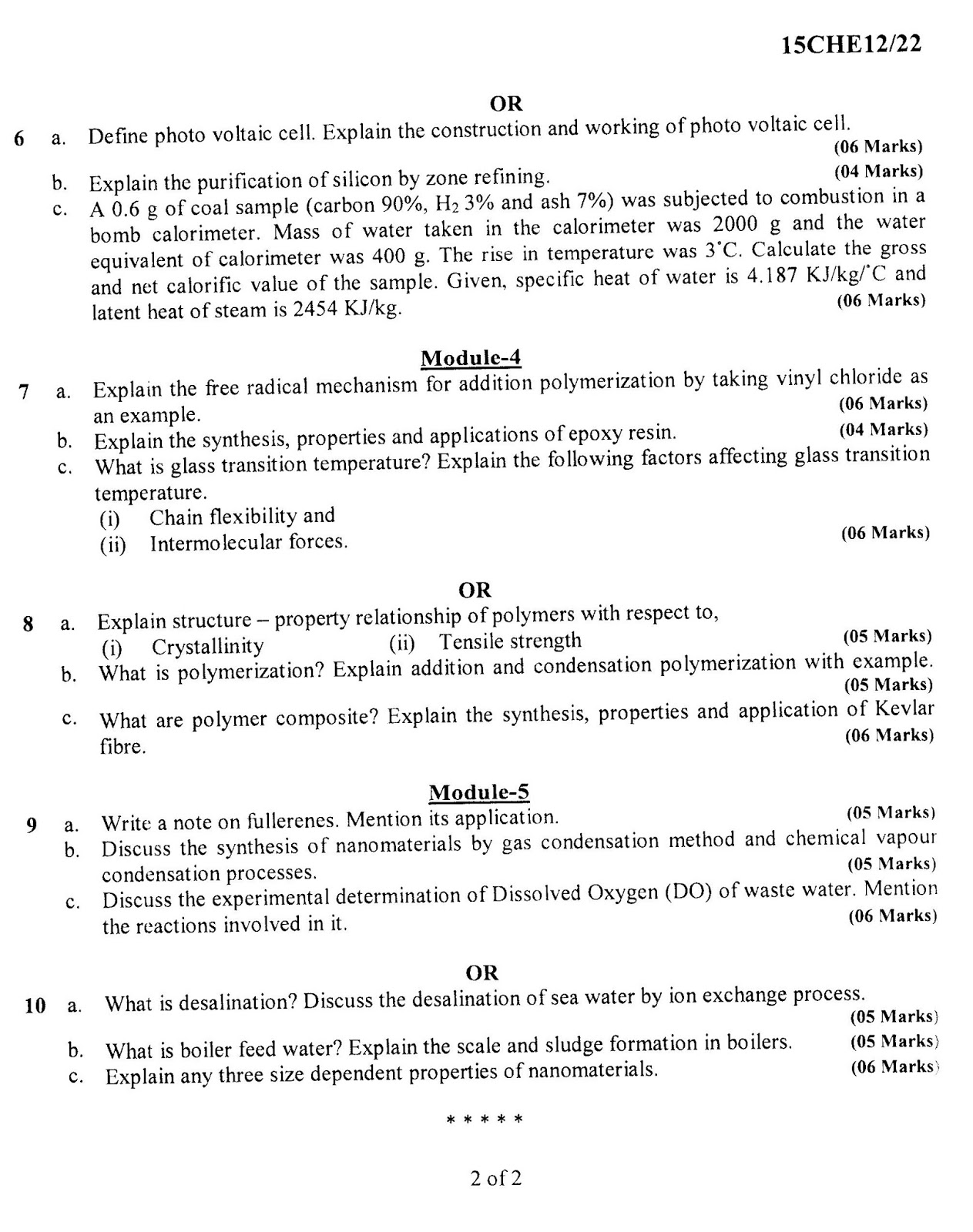 e-Paatashala: VTU BE 1st Year Question Paper : Engineering Chemistry ...