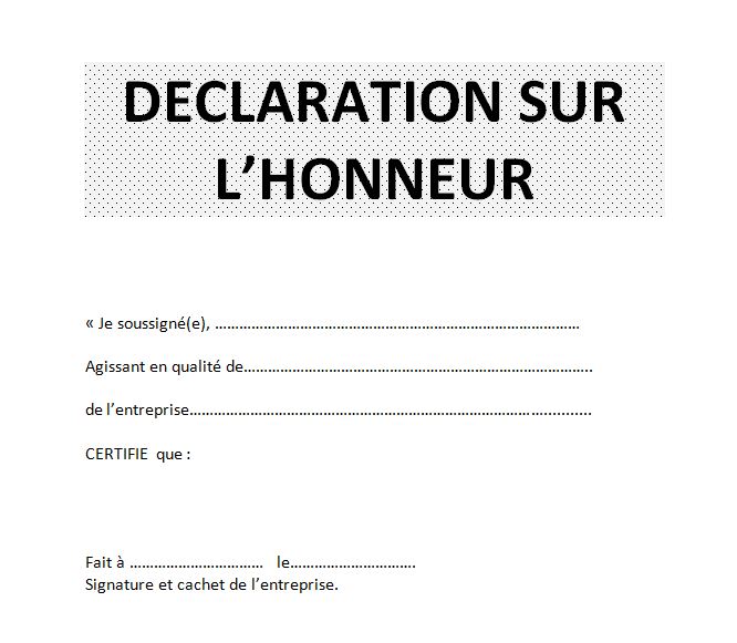 Attestation sur l'honneur word doc | Cours génie civil - Outils, livres ...