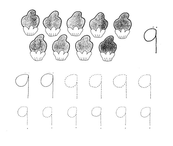 Trabajando en Educación Infantil: 10 fichas del número 9