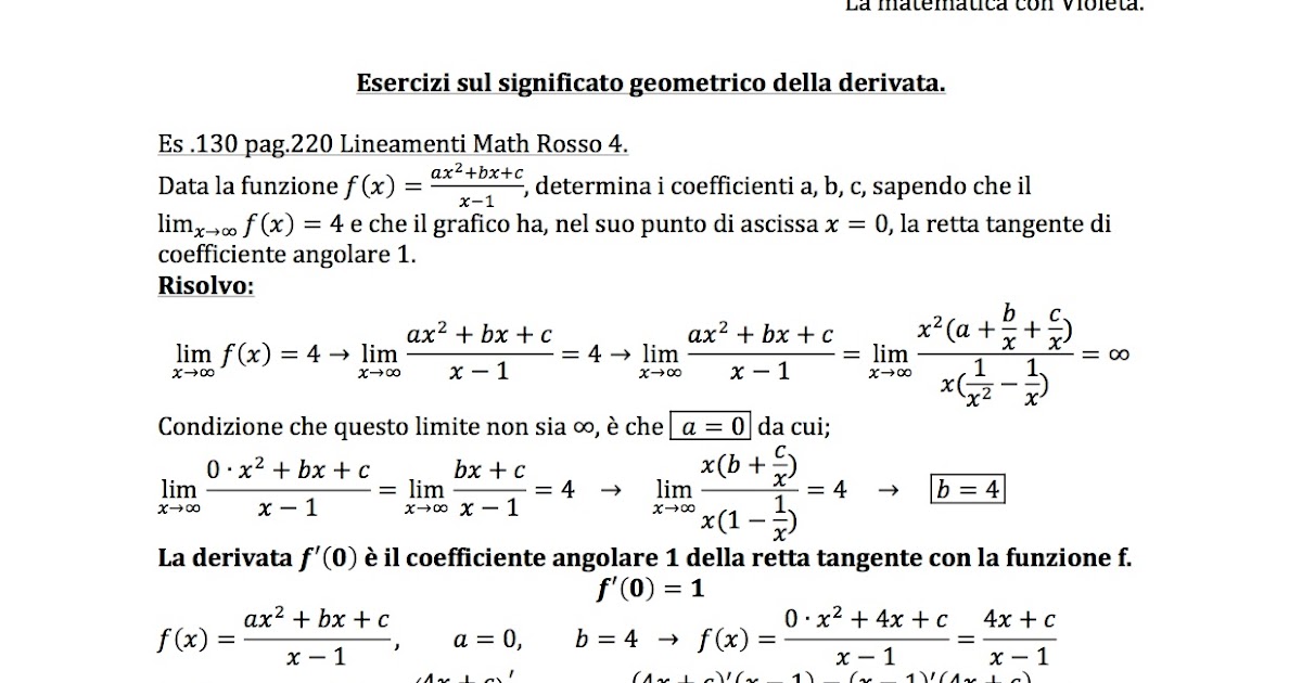 La matematica con Violeta: Significato geometrico della derivata. La matematica con Violeta: Significato geometrico della derivata.
