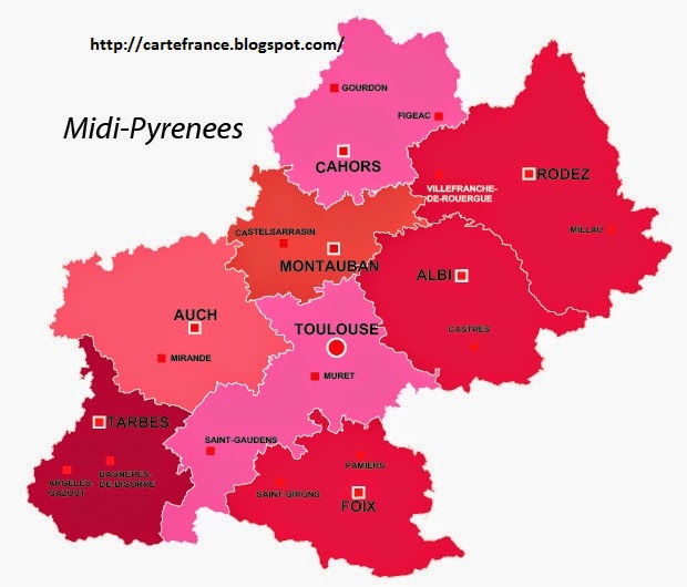 Carte Midi-Pyrénées Departement | Carte France Département Région