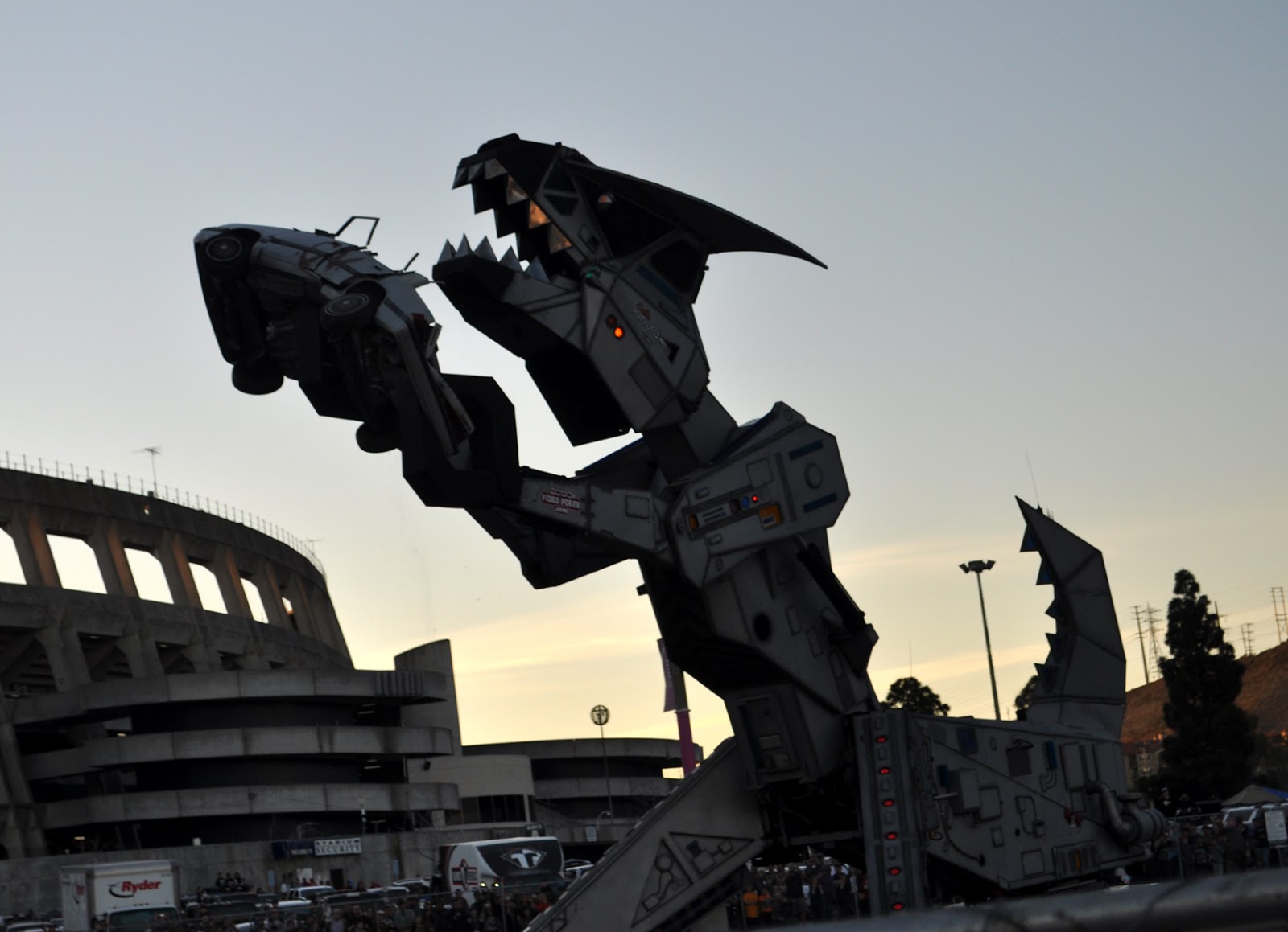 Just A Car Guy: Robosaurus gives a good show of chewing on and tearing ...