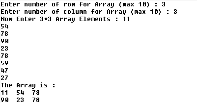 Program C Two Dimensional Array