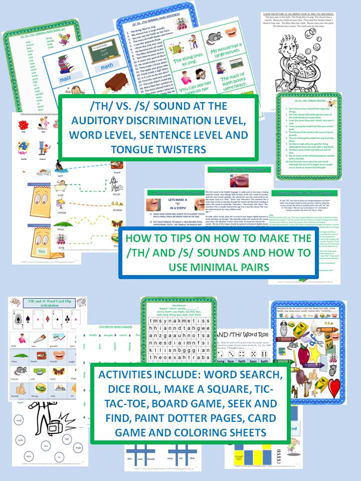Twin Speech, Language & Literacy LLC: Activity Pack For /S/ vs. /TH ...
