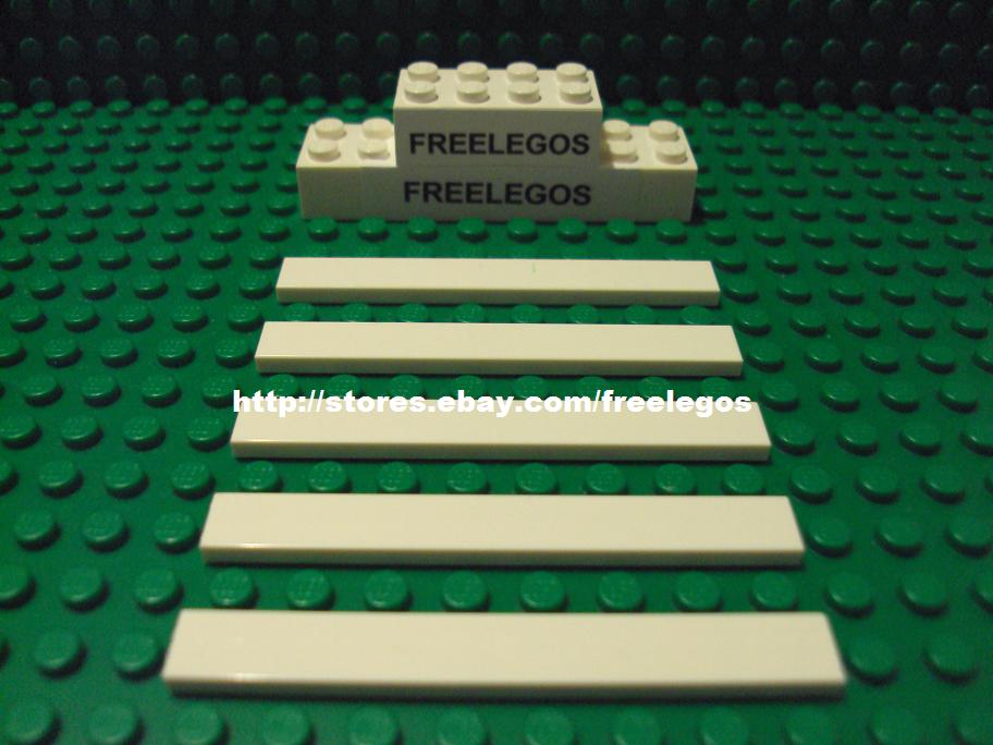 LEGO 4162 White 1 x 8 FLAT SMOOTH TILES Flooring Element 1x8 - Qty x 10 ...