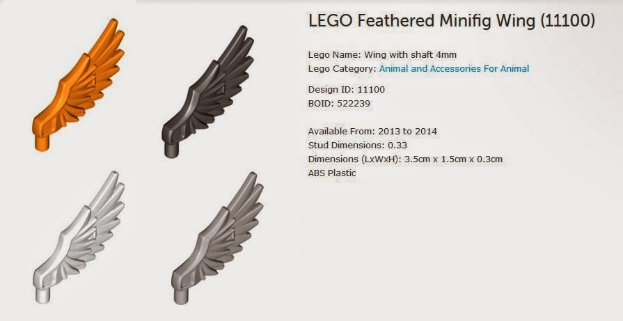 LEGO 6018304 Feathered Minifigure Wings (11100) x 2 Pcs Black Orange ...