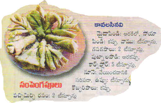 TELUGU WEB WORLD: SAMPENGA POOLU - SPECIAL HOT RECIPE