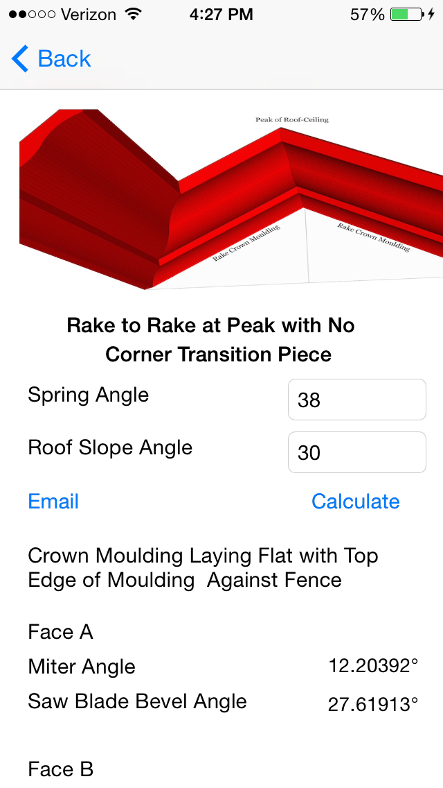 Roof Framing Geometry: Crown MoldingTools for iPhone