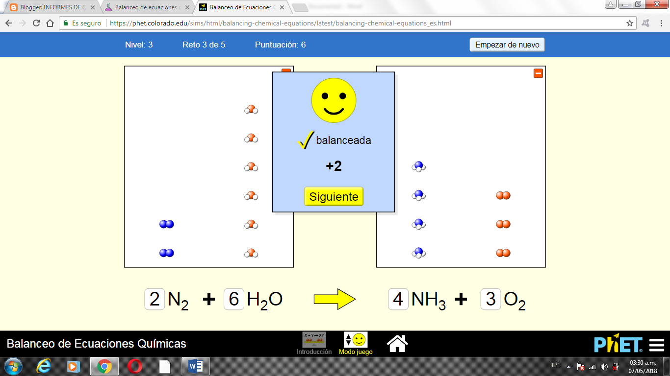 INFORMES DE QUIMICA 11-02 2019: CORRECION BLOG BALANCEO DE ECUACIONES ...