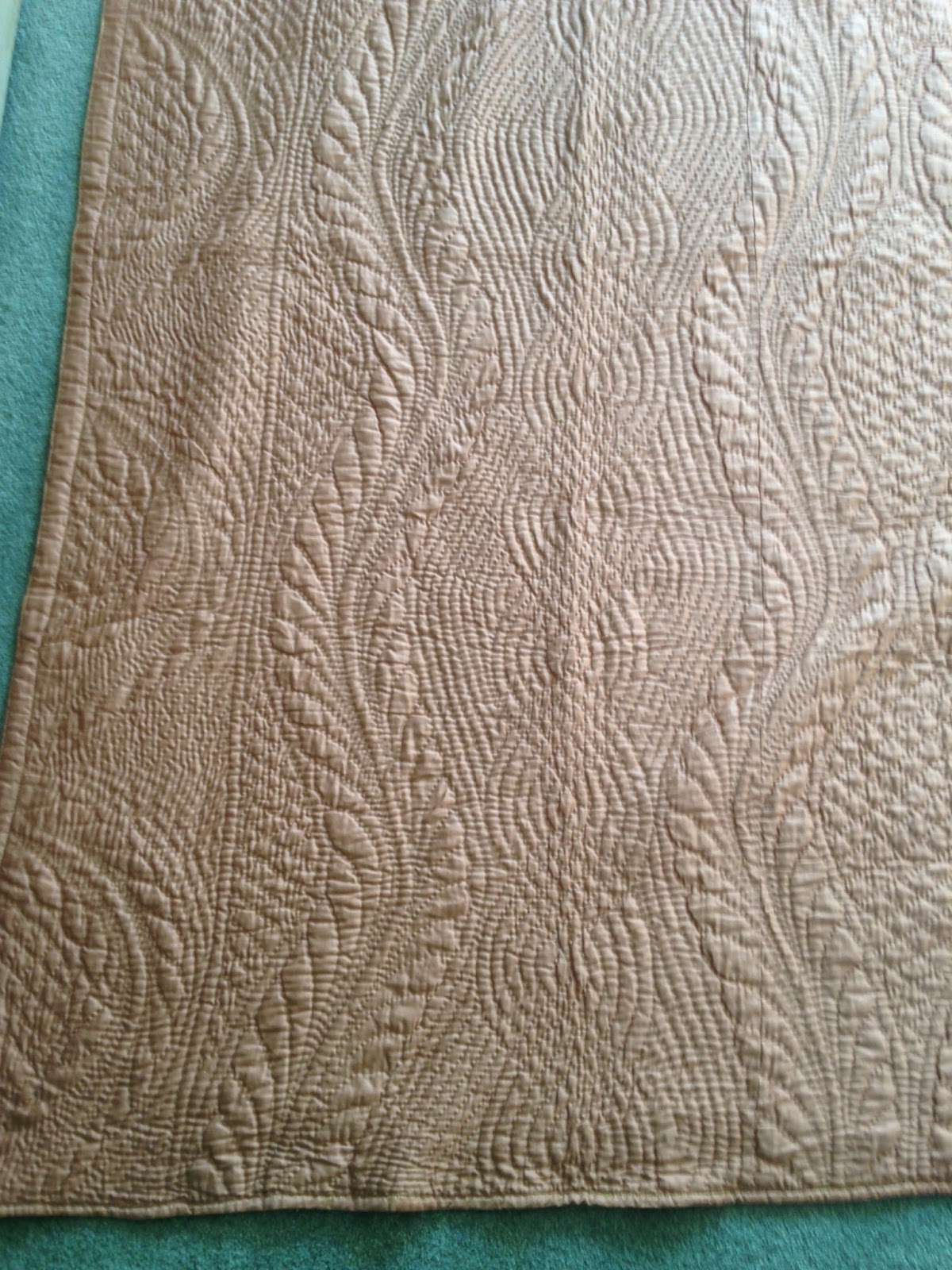 Welsh Quilts: Floral Durham Wholecloth Quilt with Strippy Patterns