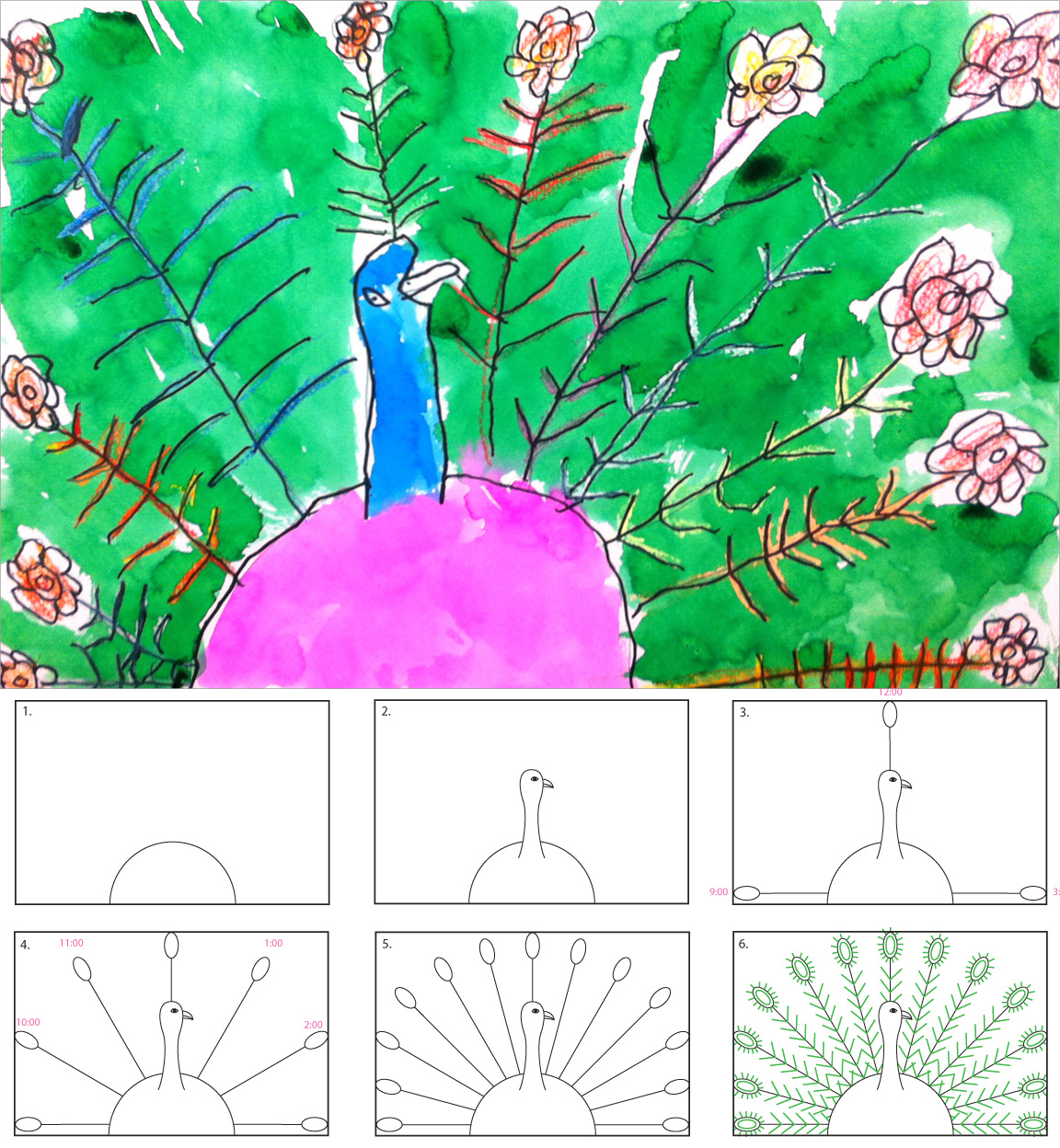 How to Draw a Peacock ~ Art ProjectsArt Projects for Kid