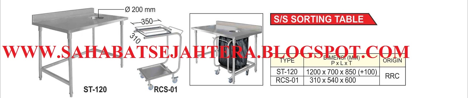 sahabatsejahtera: STAINLESS STEEL SORTING TABLE GETRA
