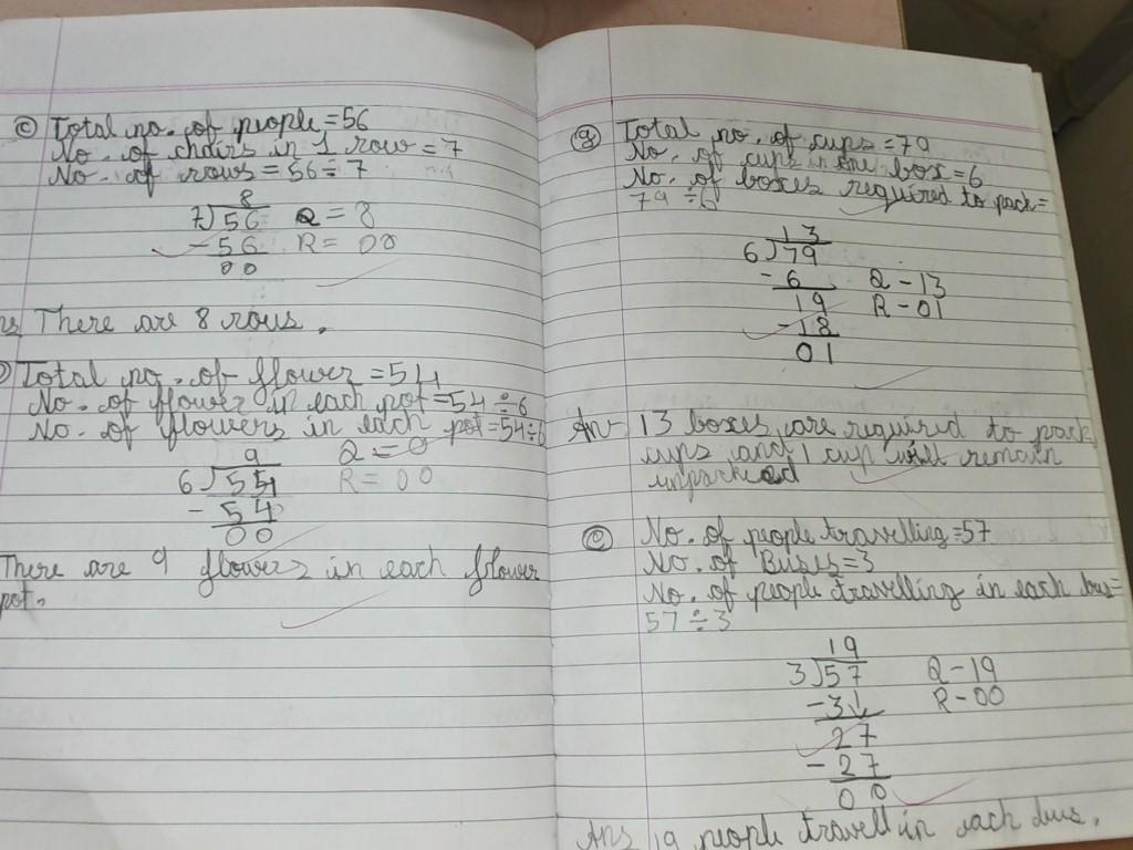 Maths Notebook Work