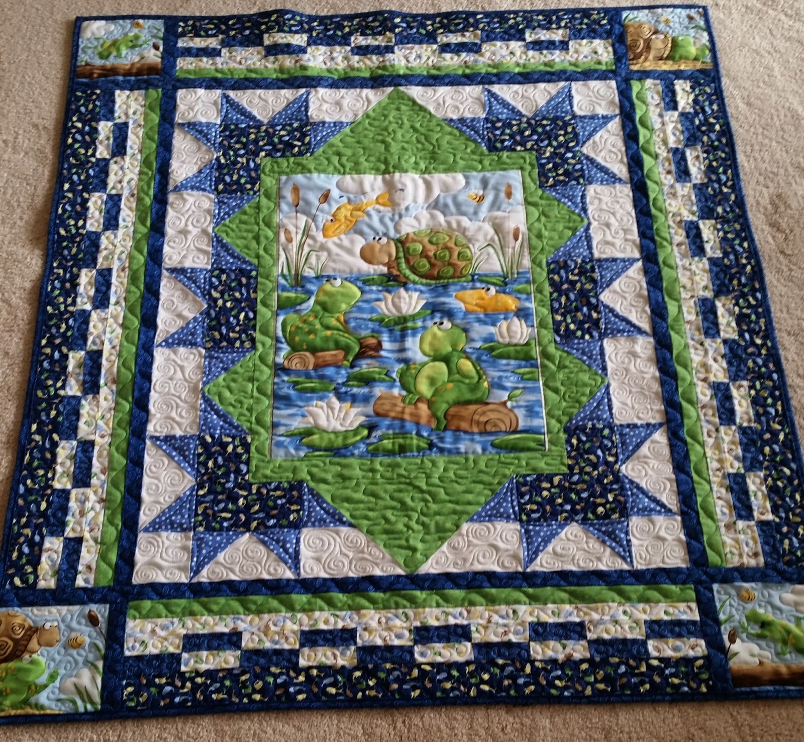 Mountain Quiltworks: Turtle Baby Quilt Finished for April OMG