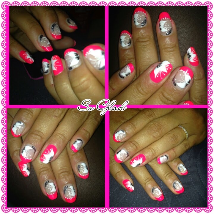 So Glad : Nail Art sur French Rose Fluo