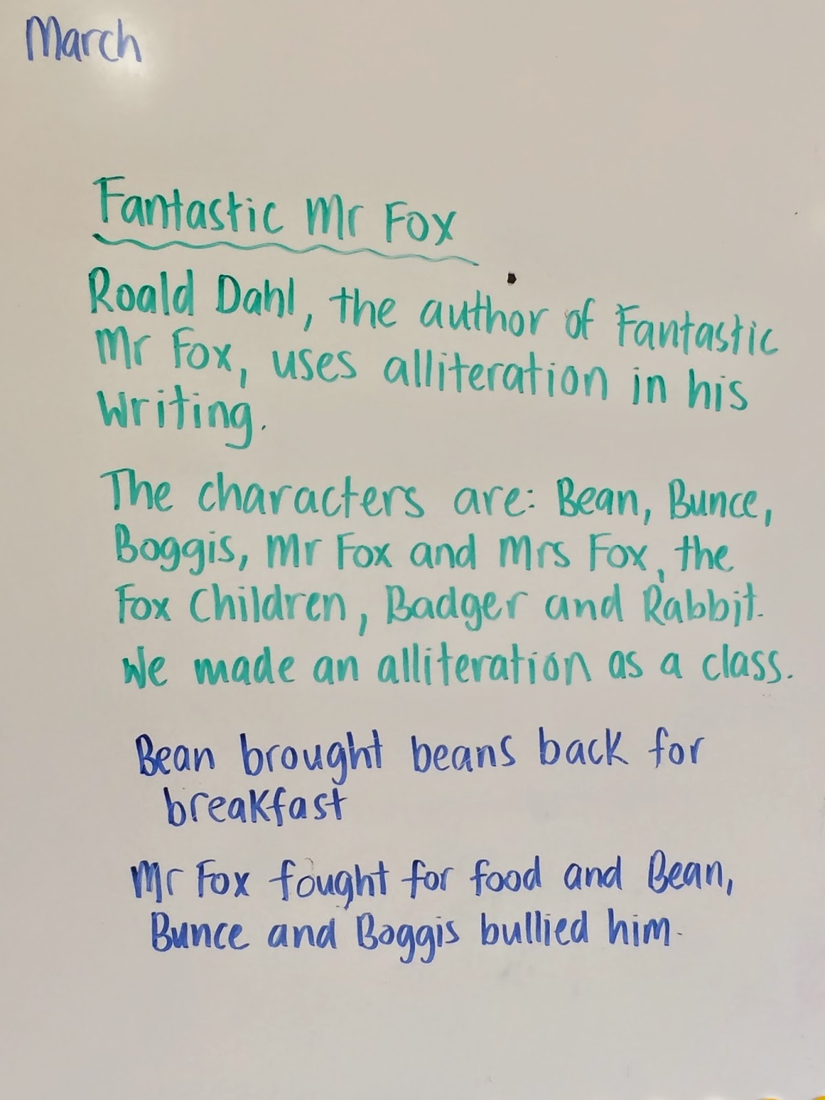 Learning with Miss Roycroft: Fantastic Mr Fox - Alliterations