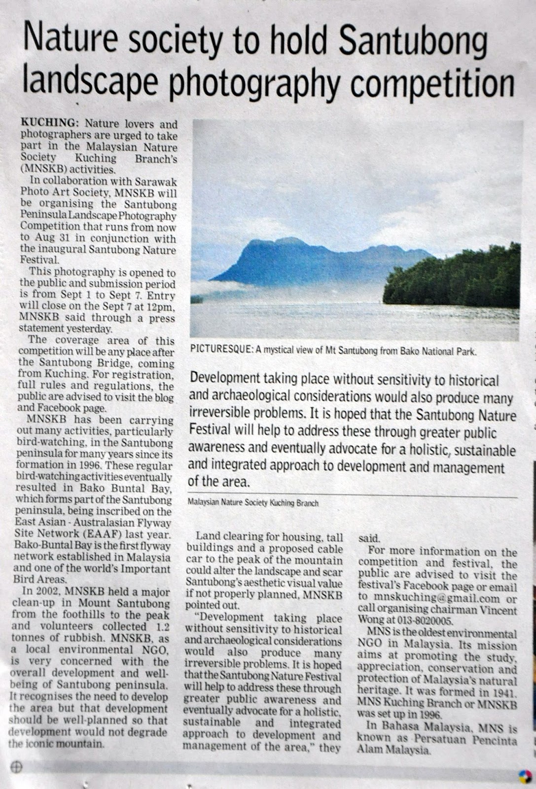 Santubong Nature Festival: Newspaper articles