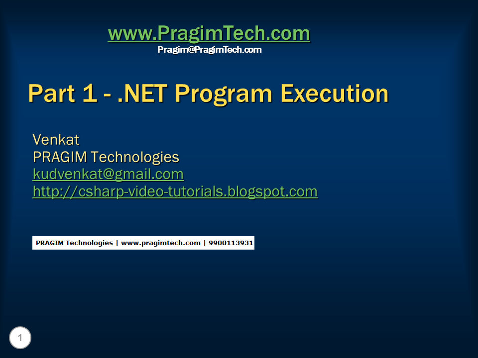 Sql Server Net And C Video Tutorial Part 1 Net Program Execution