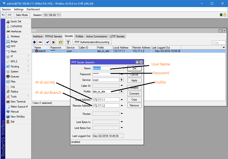 Setup Mikrotik Openvpn Site-to-Site ~ Networking . Programming ...
