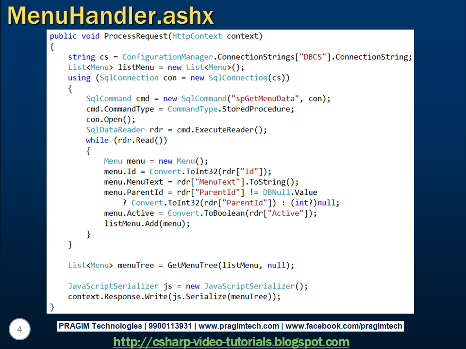 Sql Server Net And C Video Tutorial Jquery Dynamic Menu From Database In