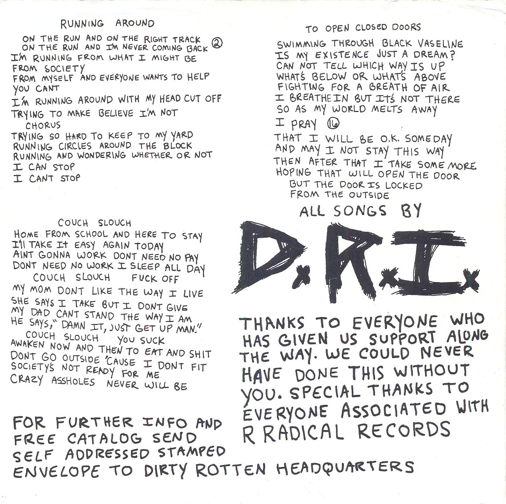 we cause havoc wherever we go..!!: d.r.i - violent pacification 7 inch ...