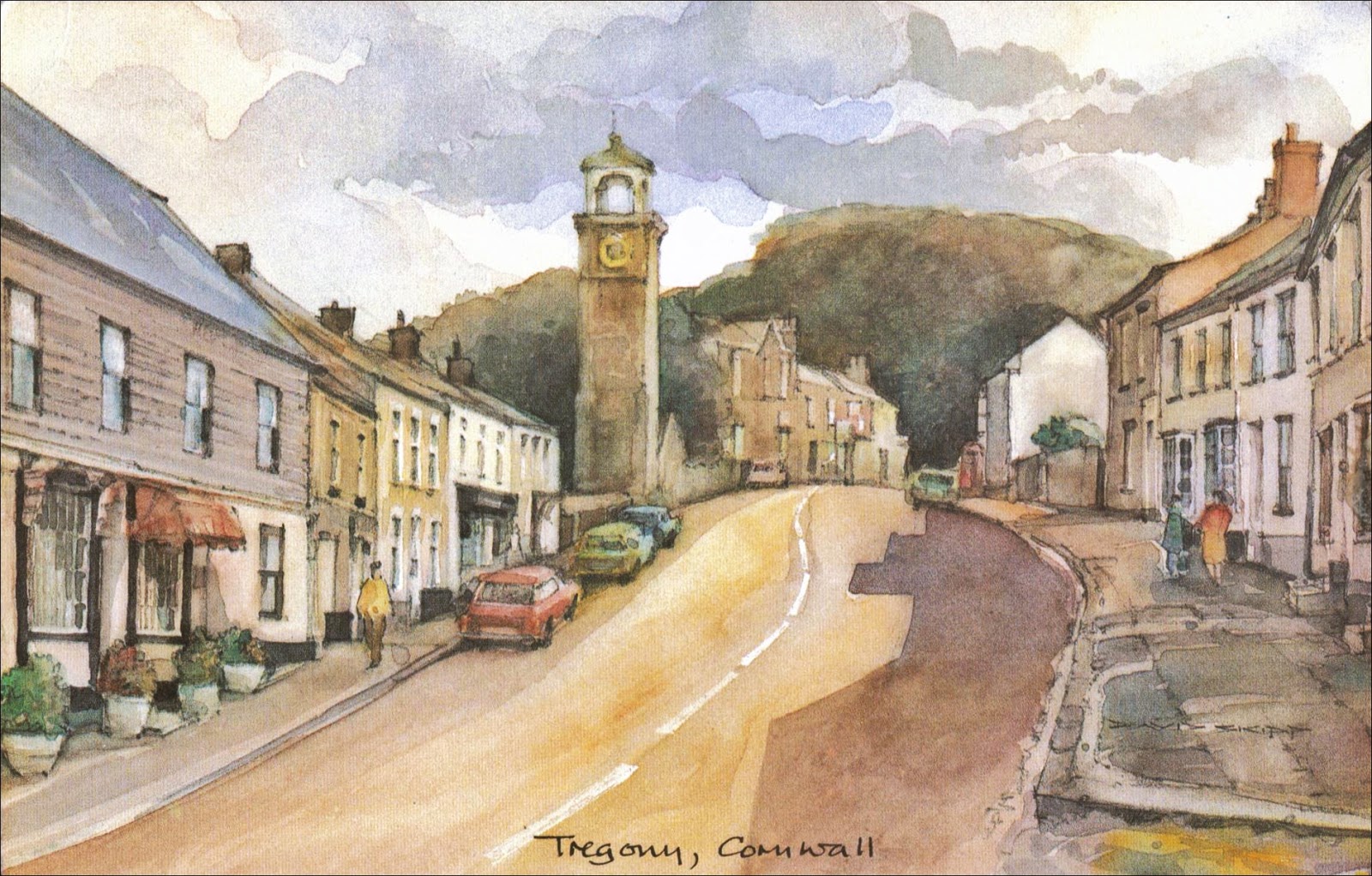 Postcards and Viewcards: Postcard Of Tregony, Cornwall From A Painting