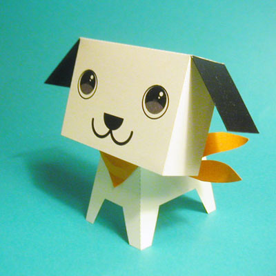 Cute Box Shape Puppy Paper Model : Pepakura Corner