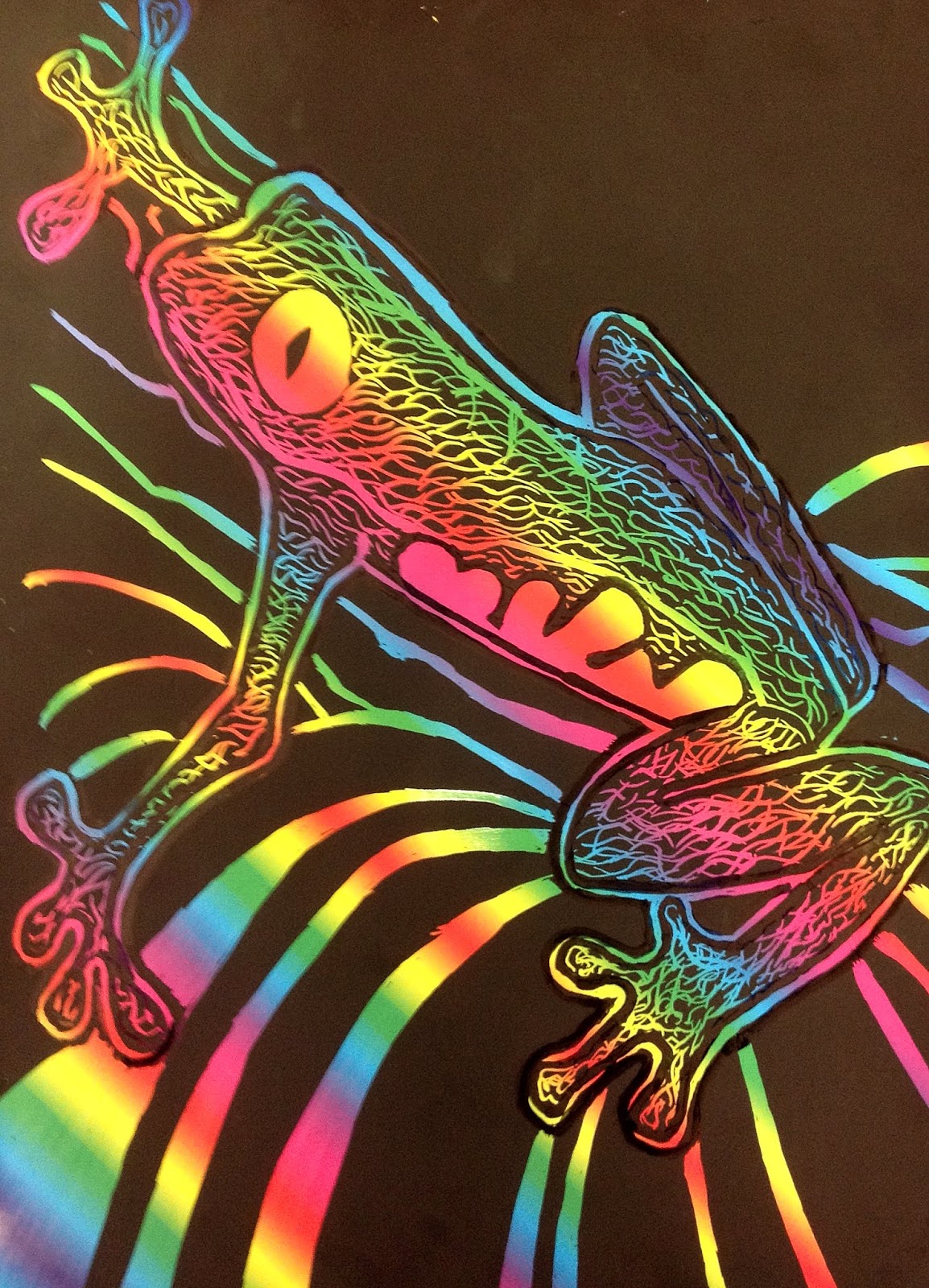 MIXED MEDIA SCRATCH ART - Frogs