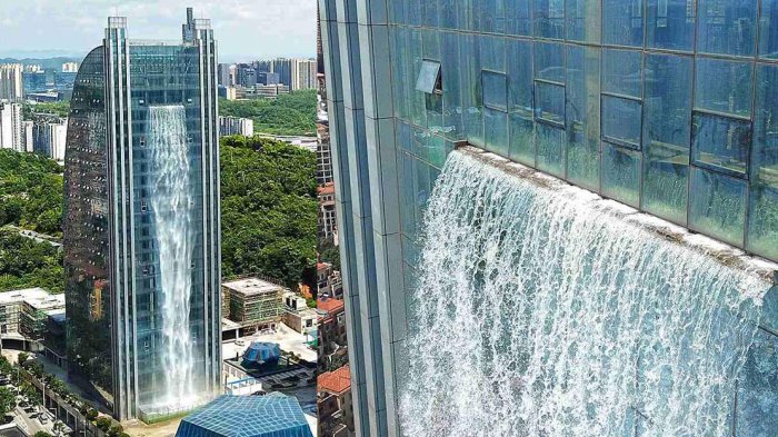 Gedung Pencakar Langit di China Dilengkapi Dengan Air Terjun Buatan ...