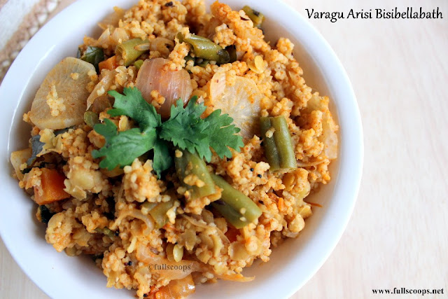 Varagu Arisi Bisibellabath | Millet Recipes ~ Full Scoops - A food blog ...