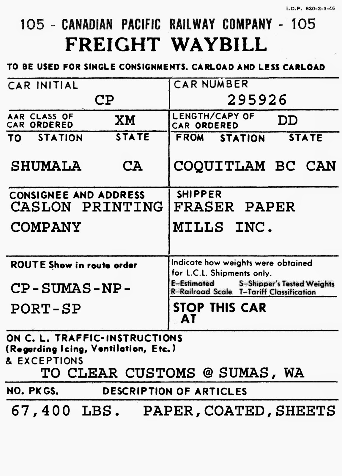 modeling the SP: Waybills, Part 34: the one-piece waybill